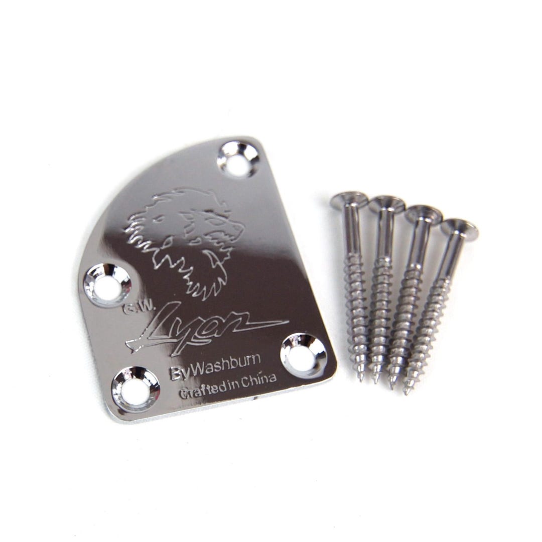 Asymmetrical Volute Neck Plate for Bolt-on Neck Guitars, Engraved Wolf ...