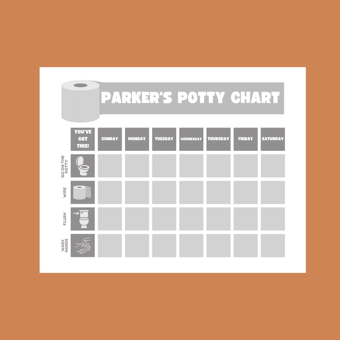 Potty Training Chart Reward Chart Editable Potty Chart - Etsy