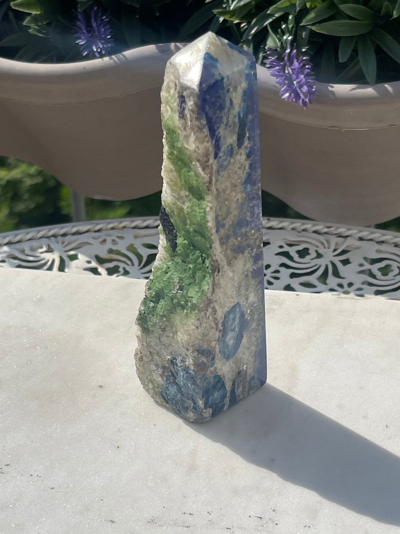LAPIS LAZULI & Moldavite-crystal Tower meditation Altar-magic Crystal ...