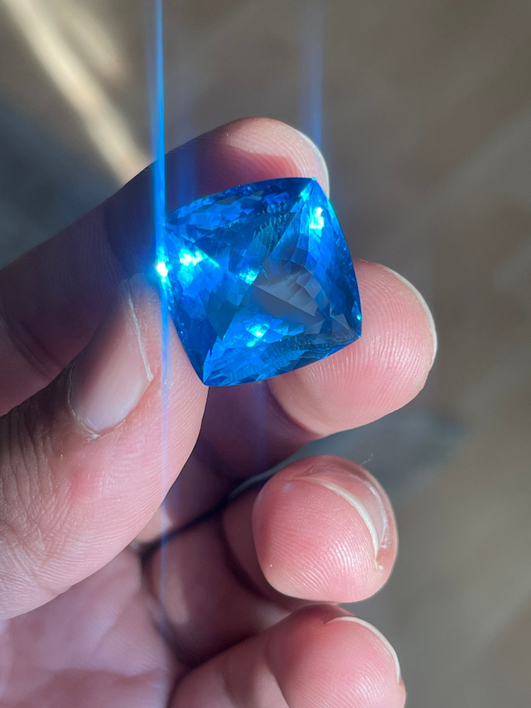 Swiss Blue Topaz, 48.50 Ct Swiss Blue Topaz , Swiss Blue Topaz Cushion ...
