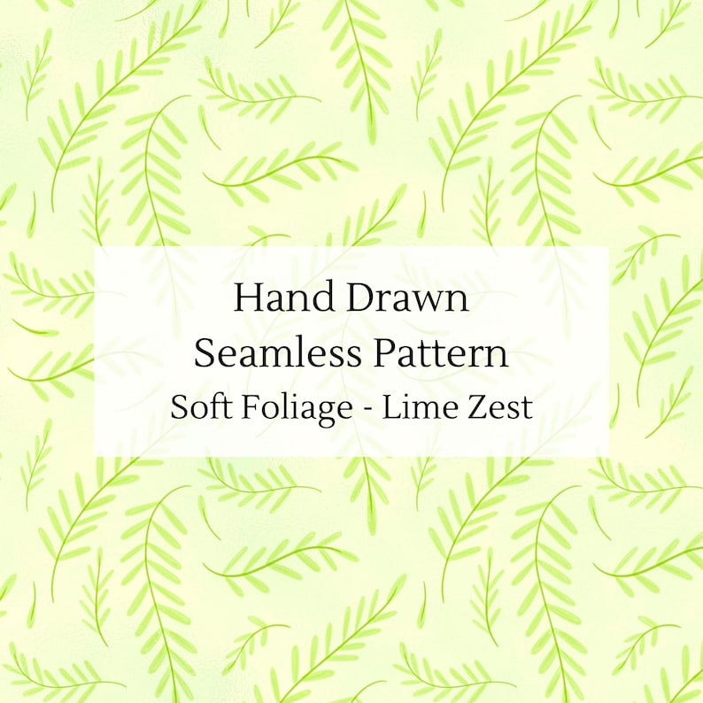 Elegant Foliage Hand Drawn Digital Download Lime Green Pattern ...