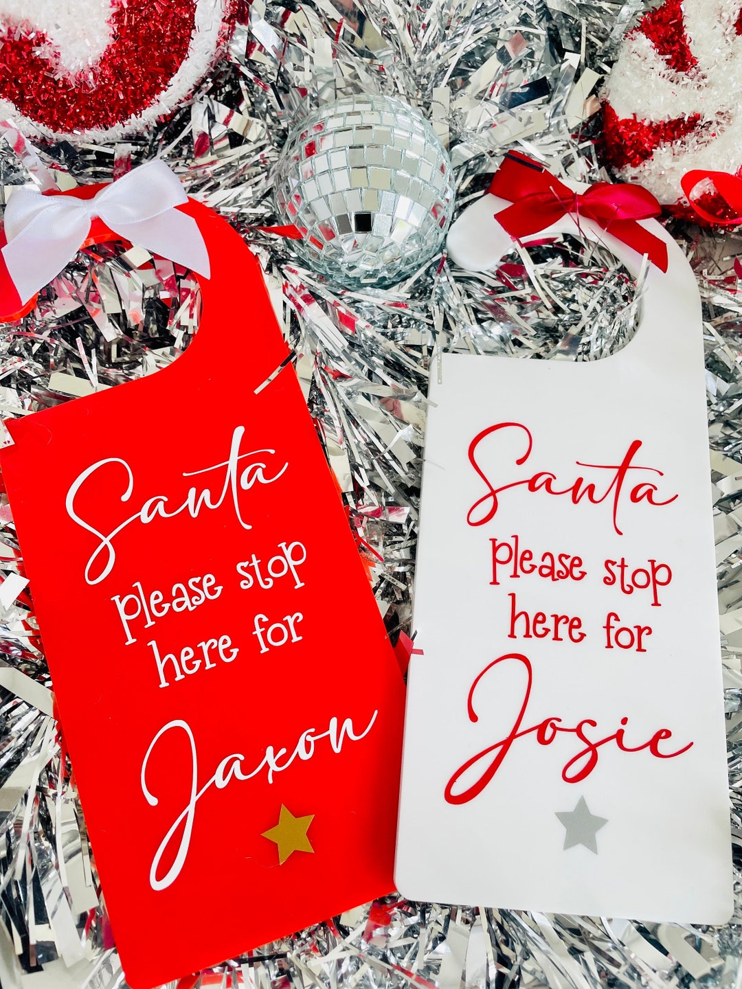Christmas Door Hanger / Santa Please Stop Here / Personalised Door ...