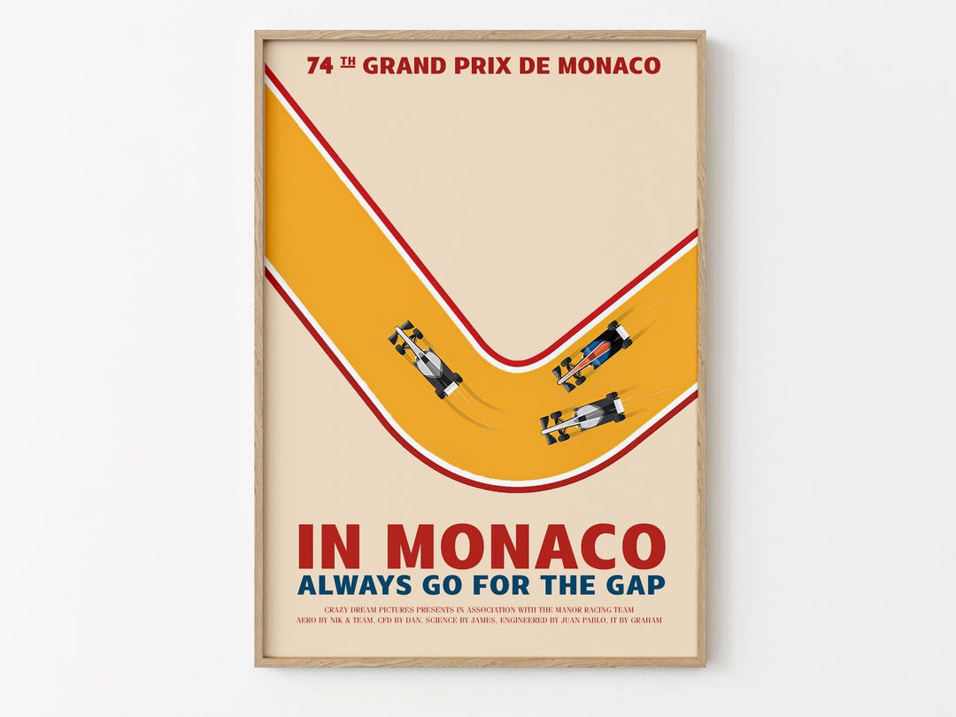 Monaco Go for the Gap F1 Advertising Poster, 90s Car Vintage Wall Art ...