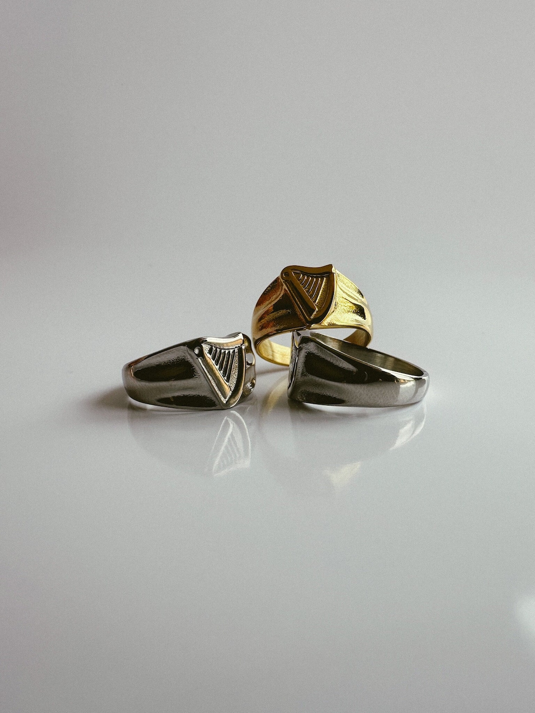 Guinness Harp Ring - Stainless Steel Silver / Gold Unisex Ring - Etsy UK