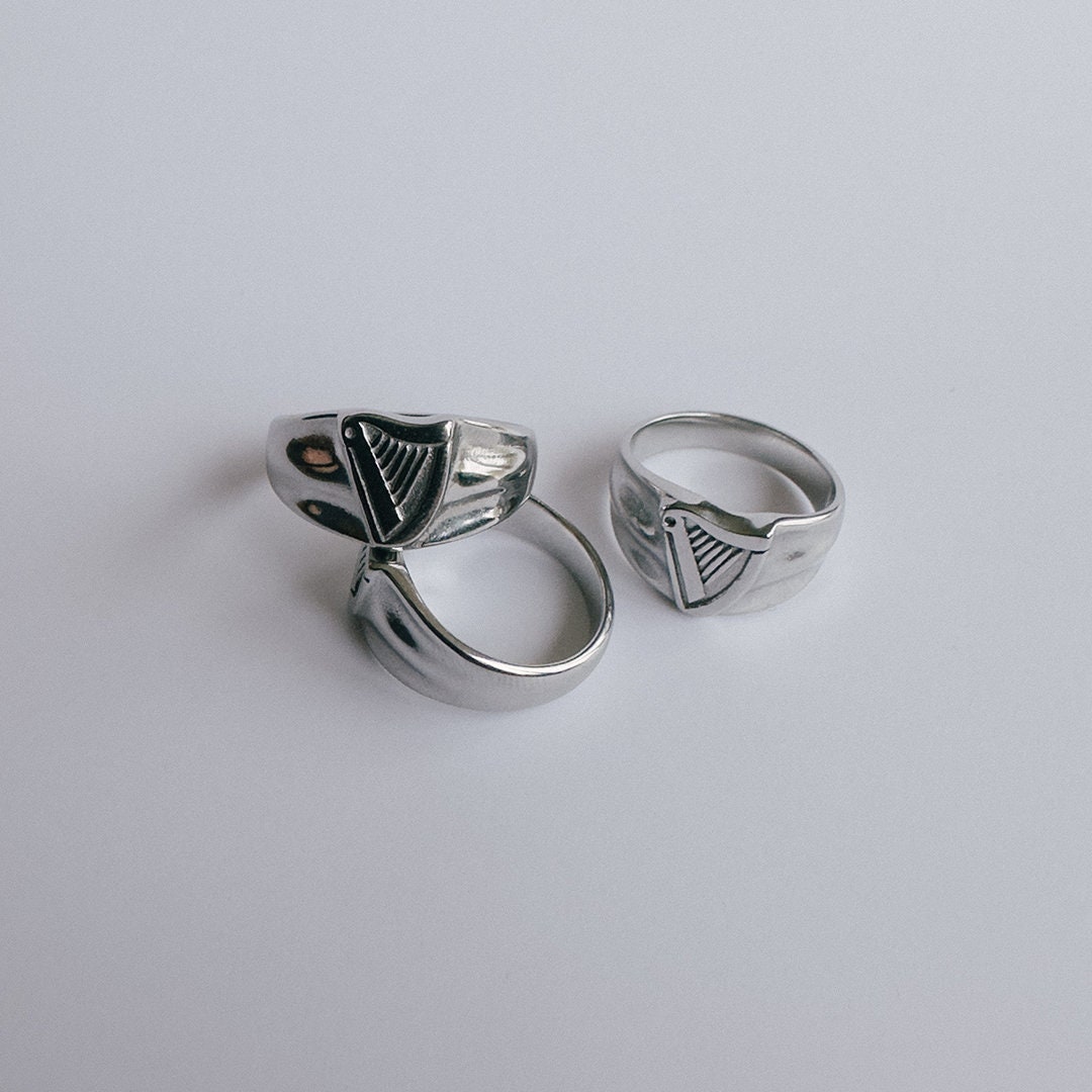 Guinness Harp Ring - Stainless Steel Silver / Gold Unisex Ring - Etsy UK