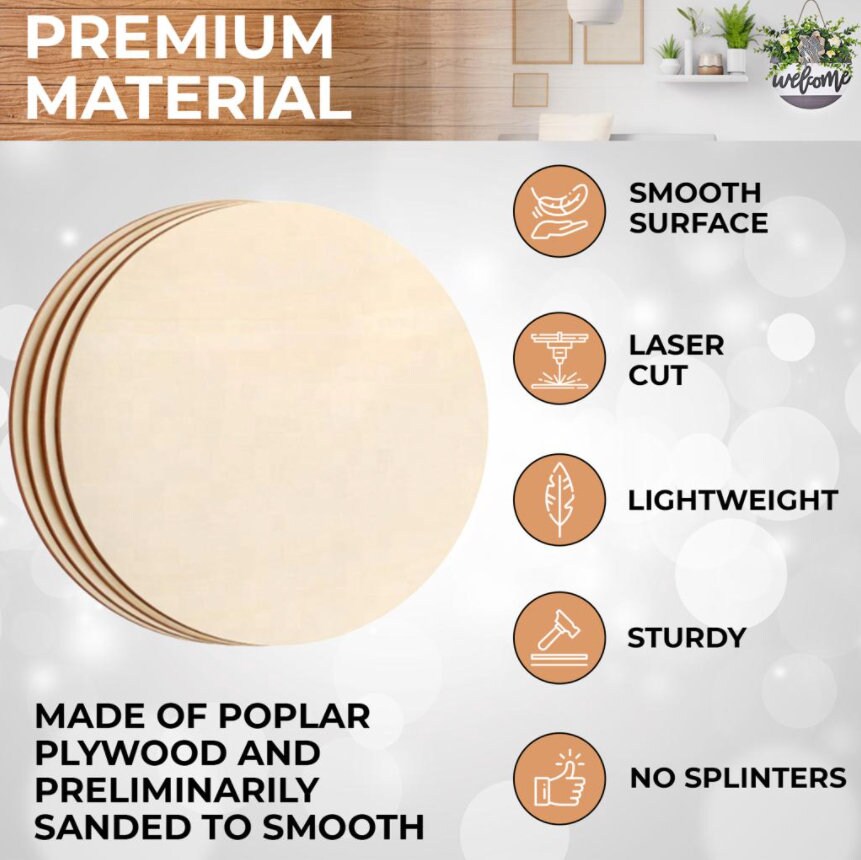 14 Inch Round Wood Circles for Crafts | 4 Pcs Unfinished Wood Rounds ...