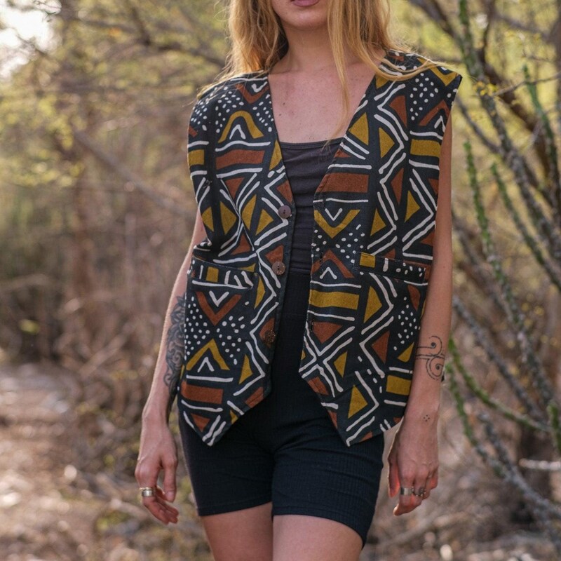 African Print Vest - Etsy