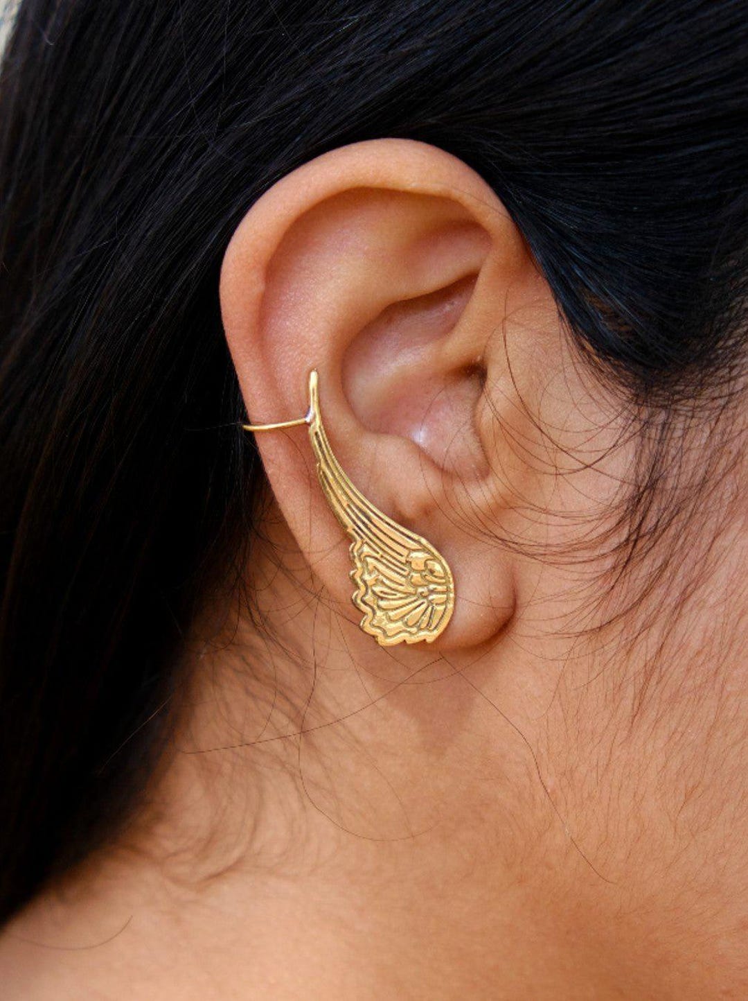 Angel Wings Ear Cuffs,handcrafted Brass Wing Ear Cuffs - Boho Ethnic ...