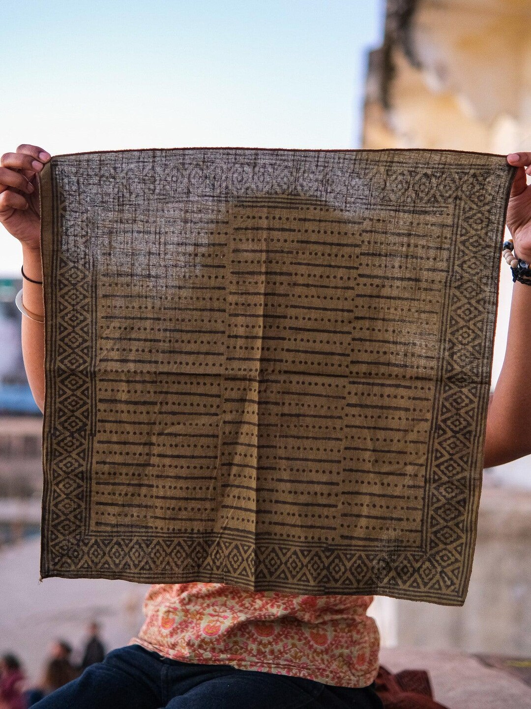 Tejas Block-print Cotton Bandana – Boho Head Wrap, Neck Scarf, Face ...