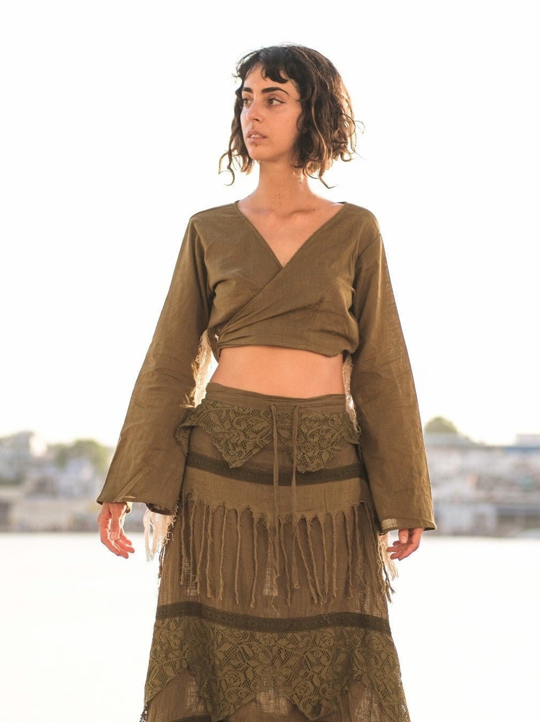 Boho Crop Top , Full Sleeve Crop Top, Crop Top for Women, Cotton Crop ...