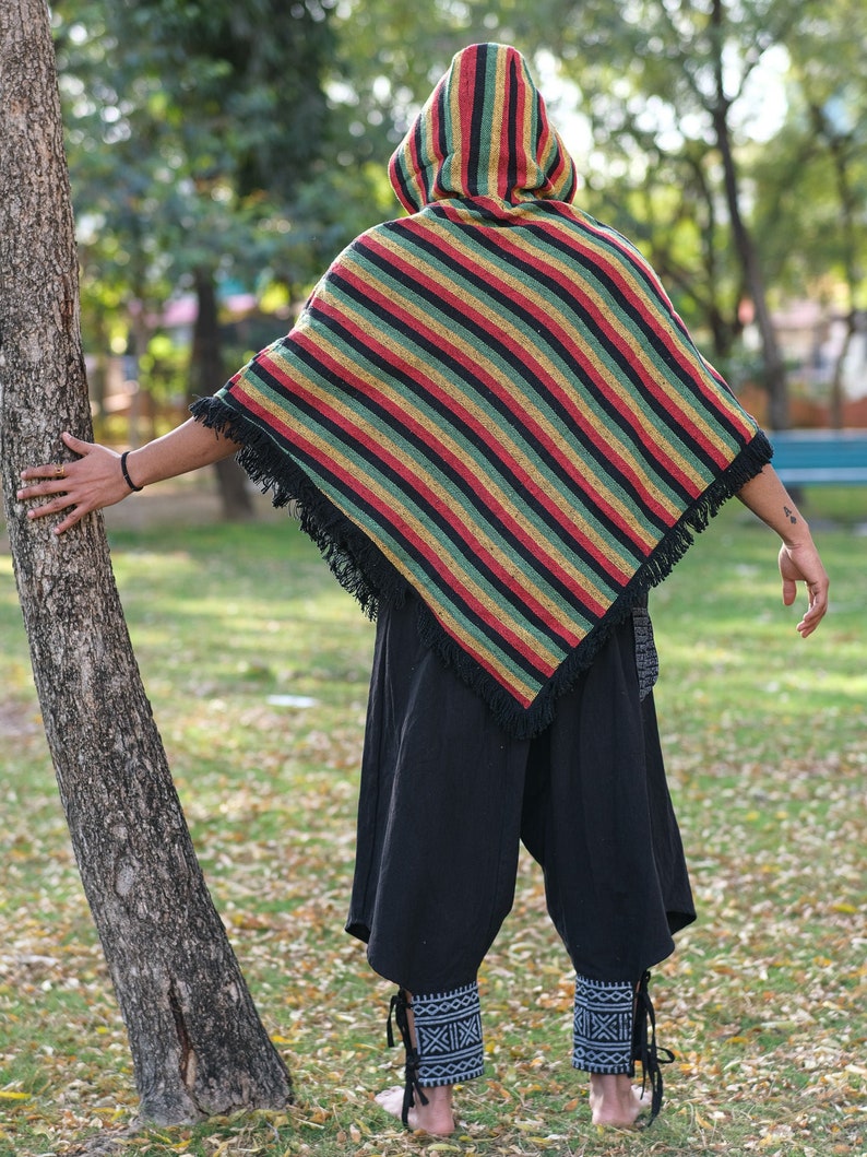 Rasta Poncho, Colorful Poncho , Hooded Poncho, Colorful Poncho ...
