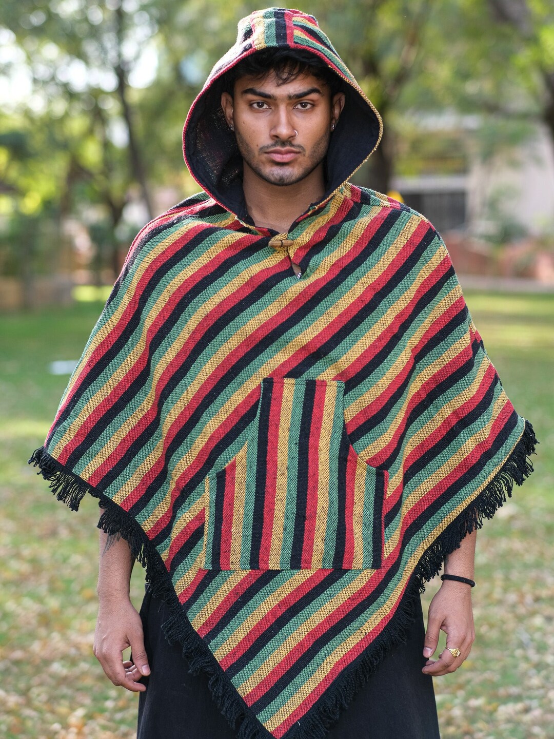 Rasta Poncho, Colorful Poncho , Hooded Poncho, Colorful Poncho ...