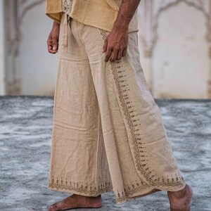 Men's Thai Wrap Pants: Boho Cotton Tribal Print Yoga Lounge Trousers - Etsy