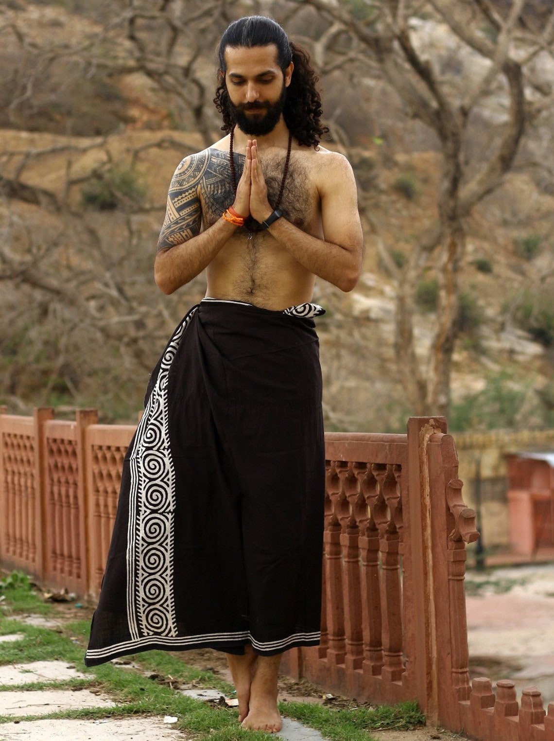 Traditional Tribal Dhoti Set, Men's Lungi Pants, Indian Dhoti Style ...