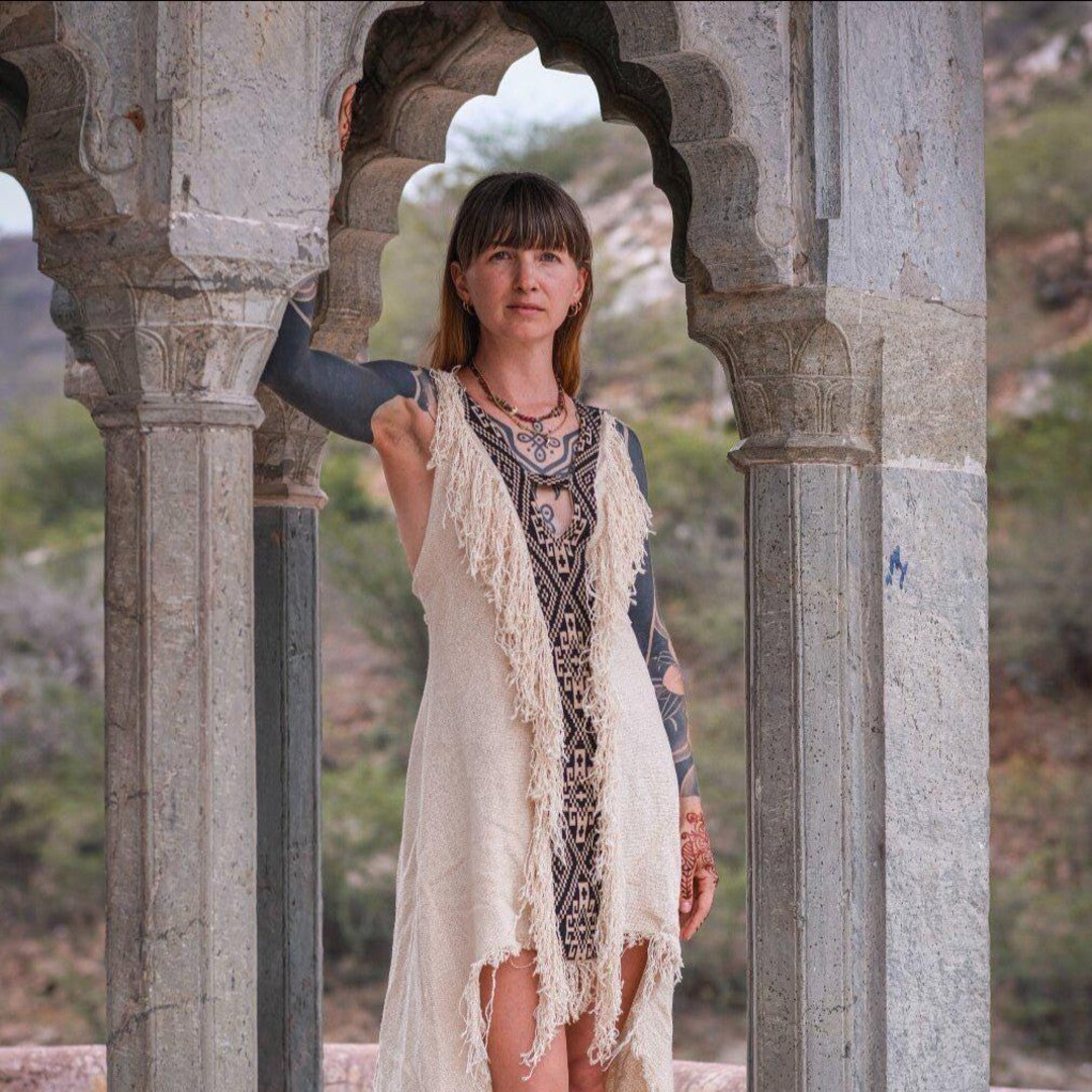 Elementos Dress , Boho Fringe Vest Dress, Handmade Hippie Festival ...