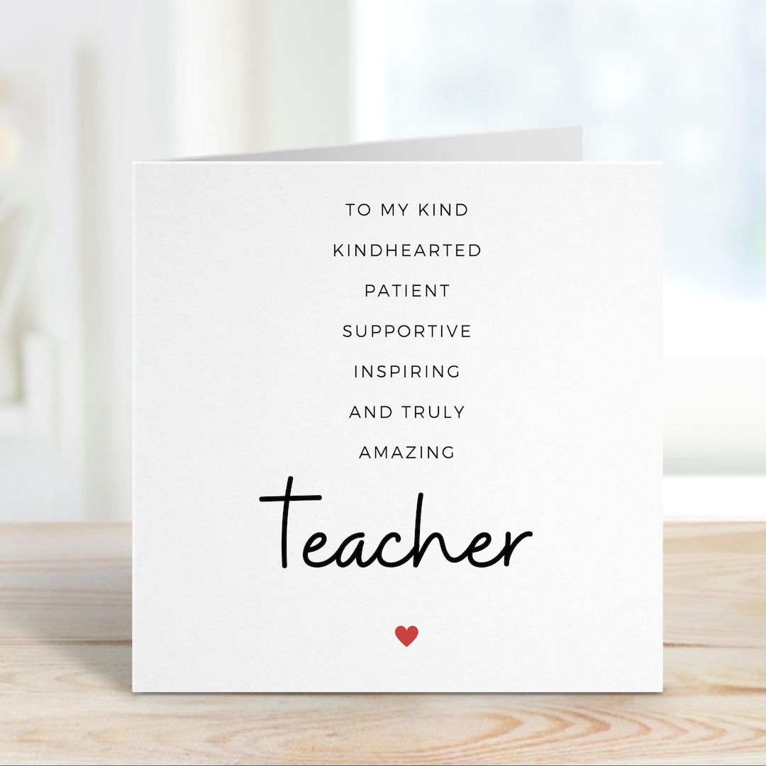 Teacher Thank You, Kind Teacher Appreciation Card - Etsy
