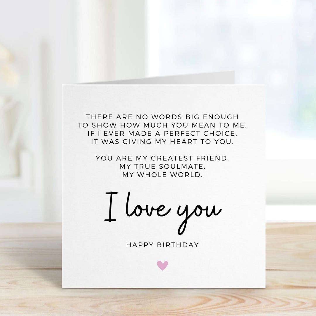 Romantic Birthday Card for Boyfriend, Husband or Partner, Poem Birthday ...