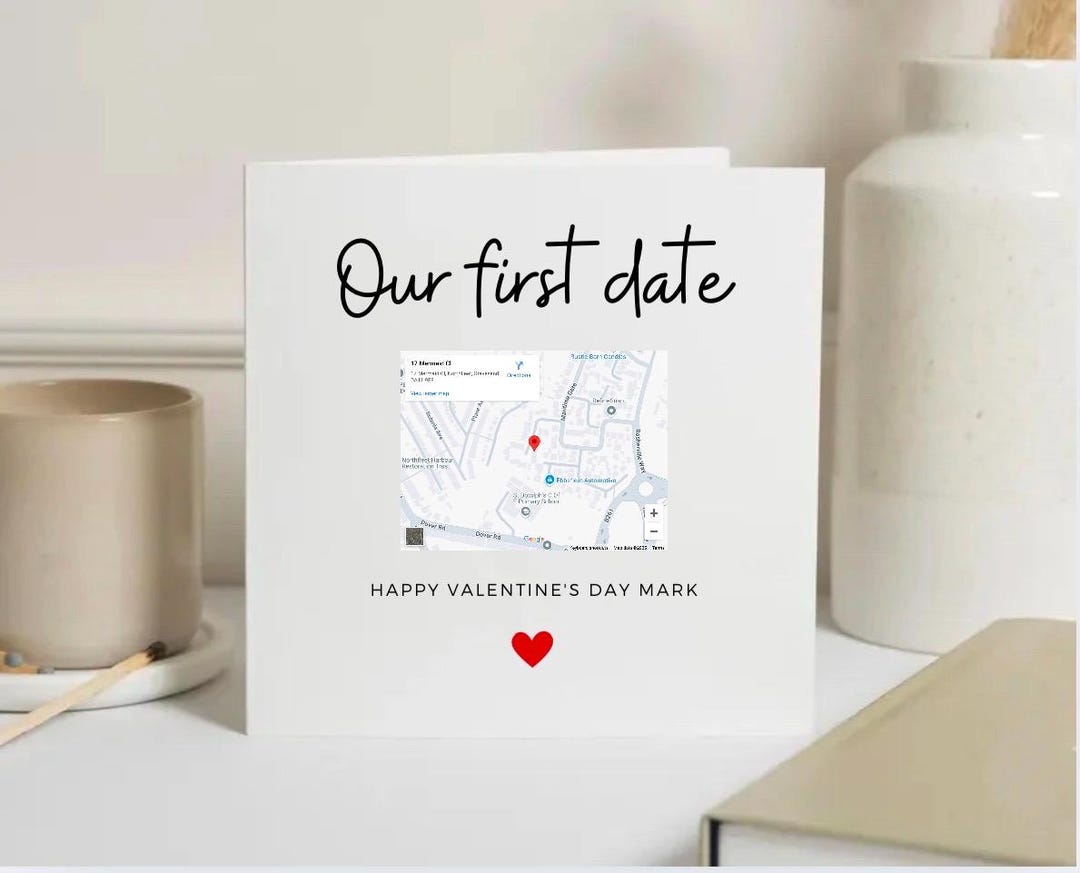 Map Valentines Day Card, Valentines Card for Him for Her, Custom ...