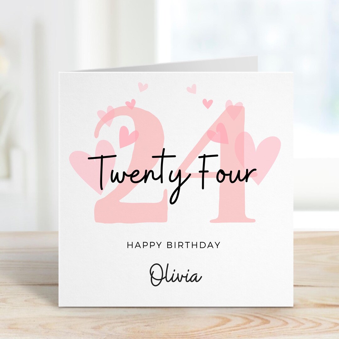 24th Birthday Card Girlfriend, Daughter 24th Birthday Card, 24th ...