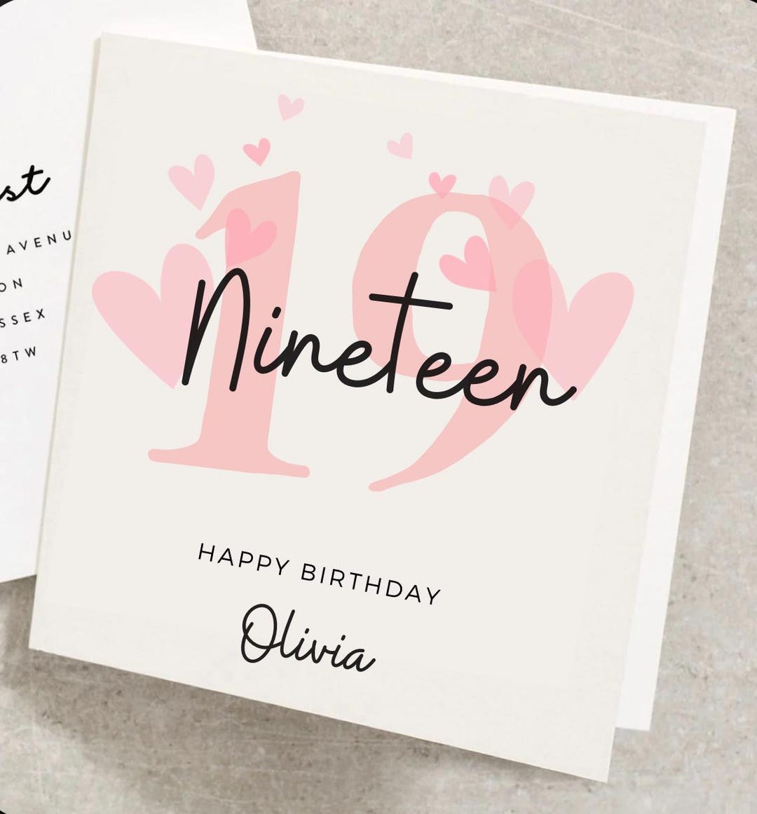 19th Birthday Card Girlfriend, Daughter 19th Birthday Card, 19th ...