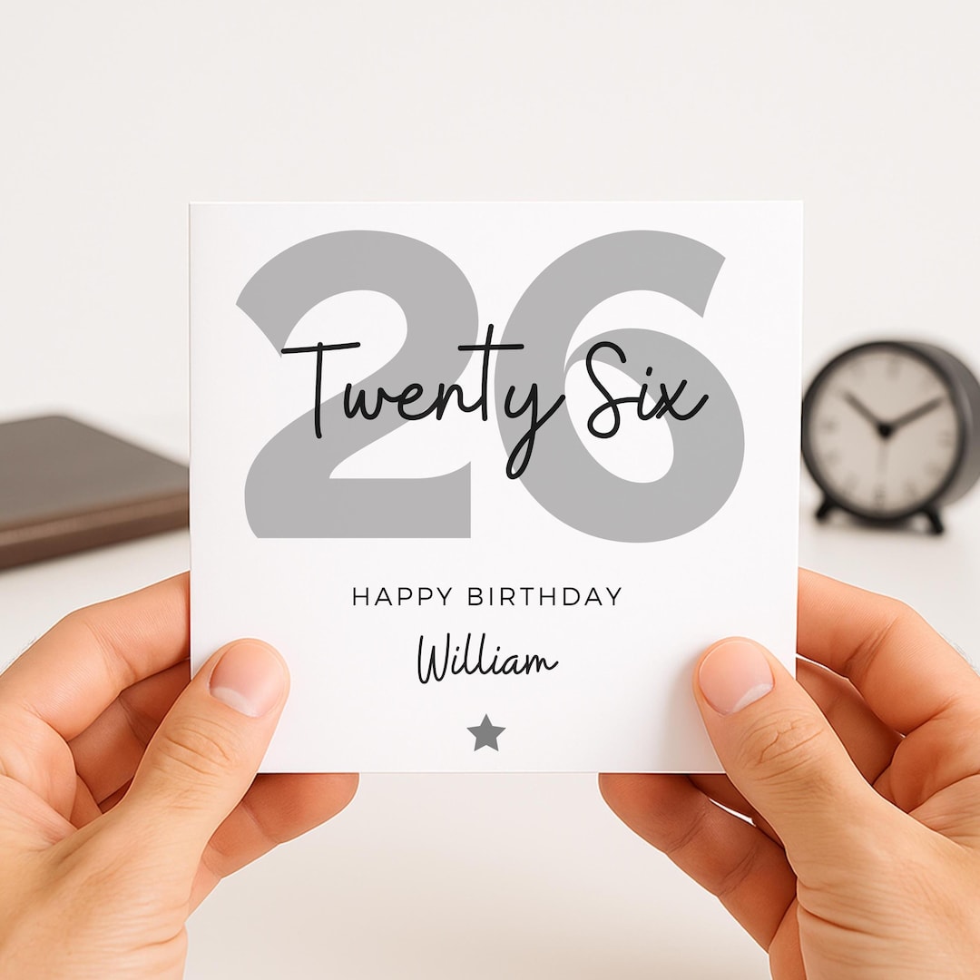 Personalized 26th Birthday, Custom Name Birthday Card, Twenty Six Card ...