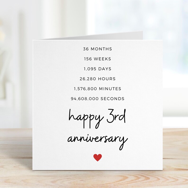 3rd Anniversary Card - Funny Milestone Card for Him or Her, 3 Years ...