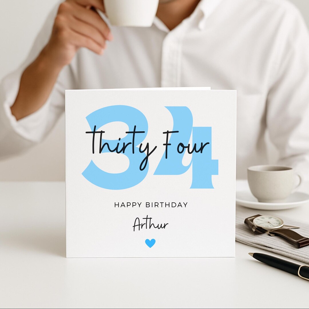 Personalized 34th Birthday, Custom Name Card, Happy Birthday - Etsy