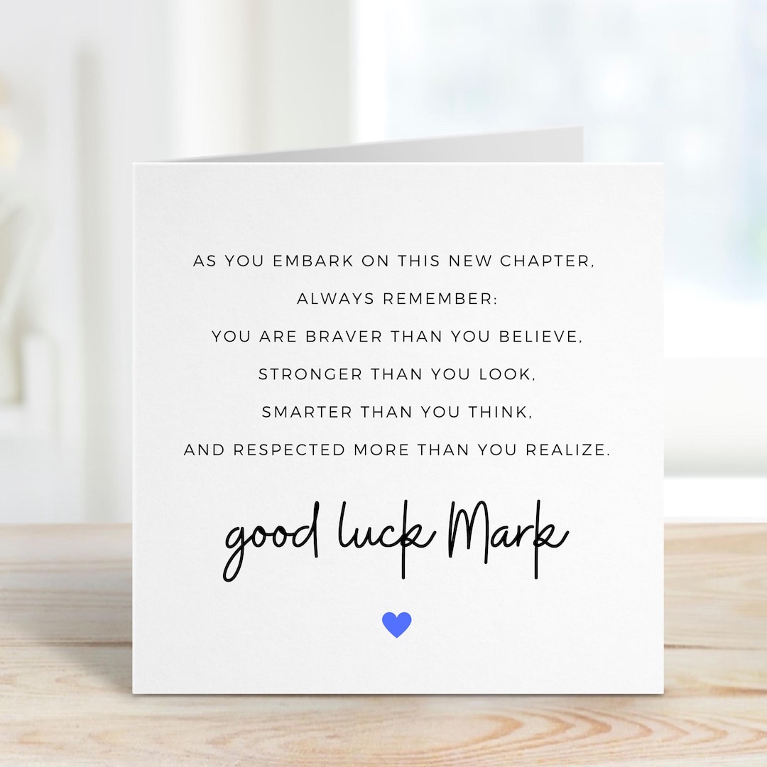 New Chapter Poem, Good Luck Male Card, Personalised Good Luck Card, as ...