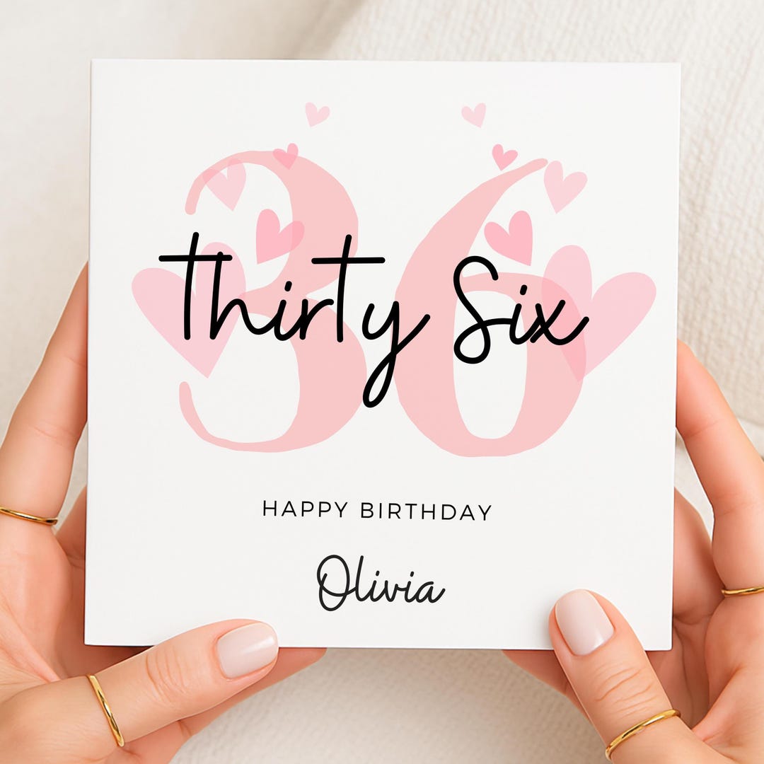 Personalized 36th Birthday Card, Custom Name, Thirty Six Card - Etsy