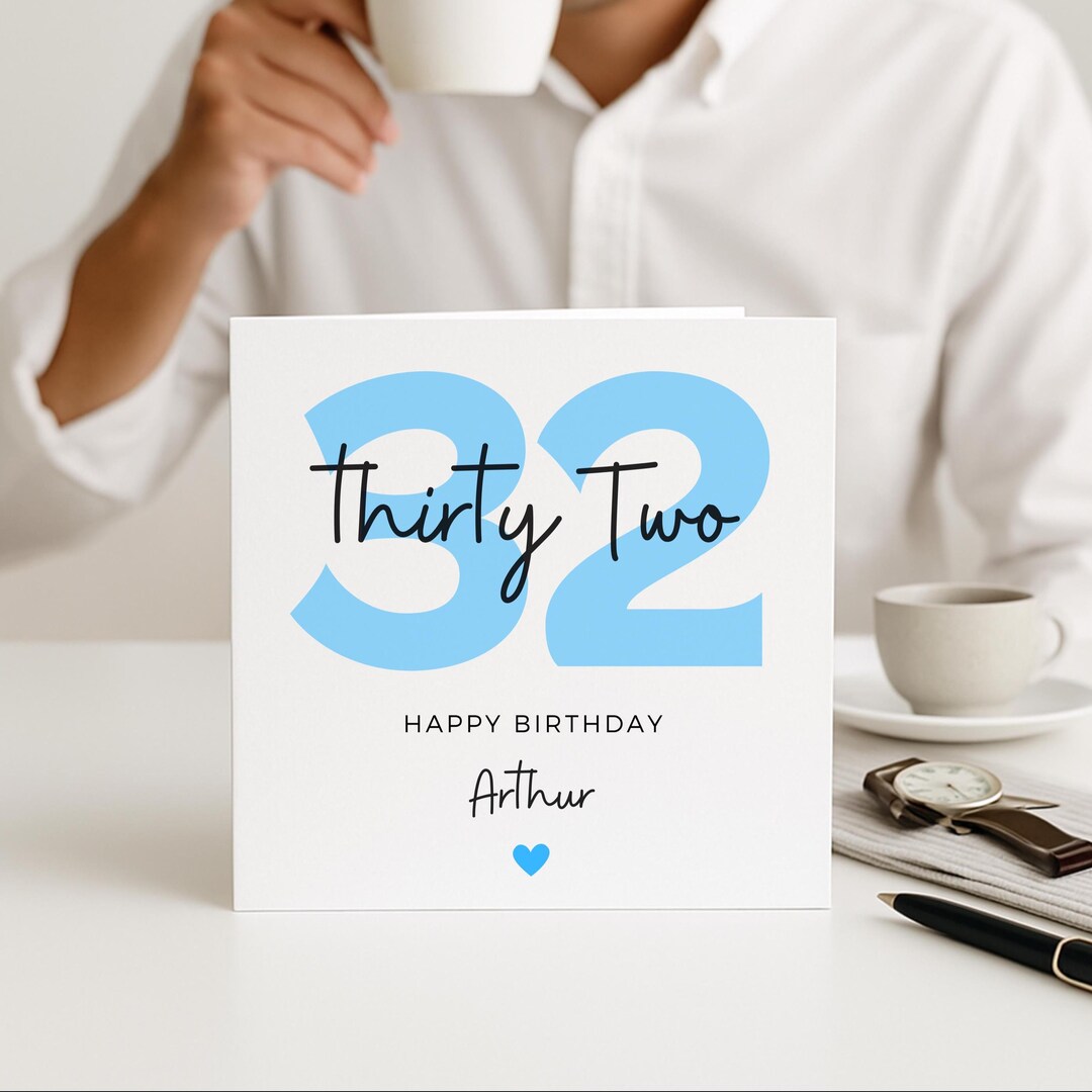 Personalized 32nd Birthday, Custom Name Card, Happy Birthday Card - Etsy