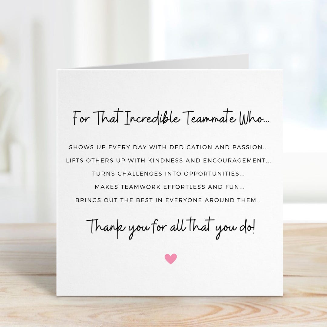 Teammate Thank You Card - Appreciation Gift for Coworker - Etsy