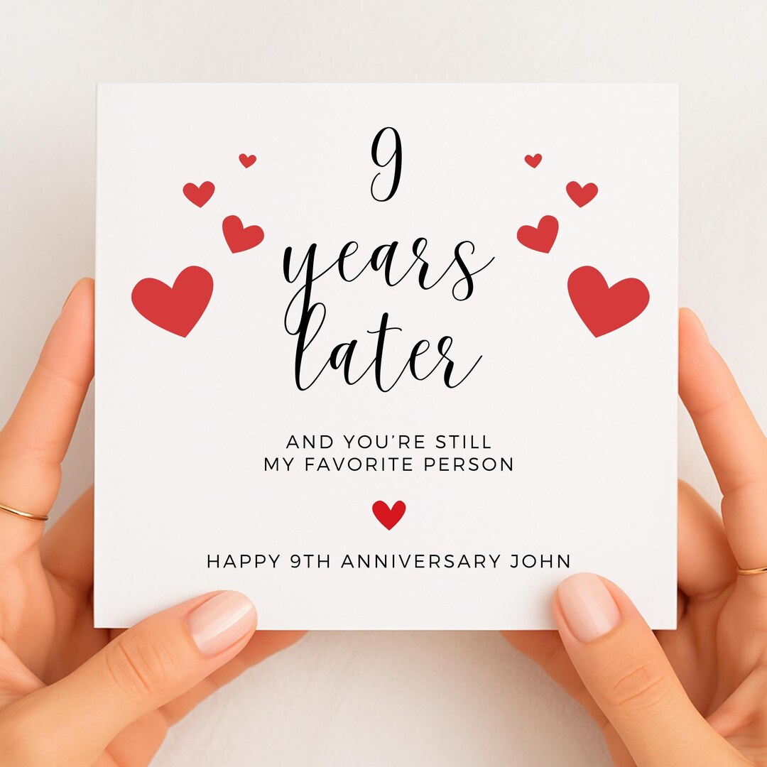 9th Anniversary Gift, 9 Years Later Card, Still My Favorite Person ...