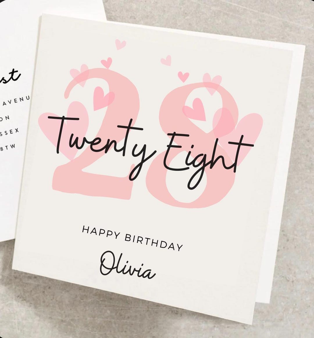 28th Birthday Card Girlfriend, Wife 28th Birthday Card, 28th Birthday ...