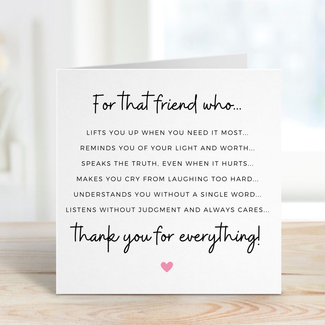 Thank You for Everything, Friend Card, Personalized Card - Etsy