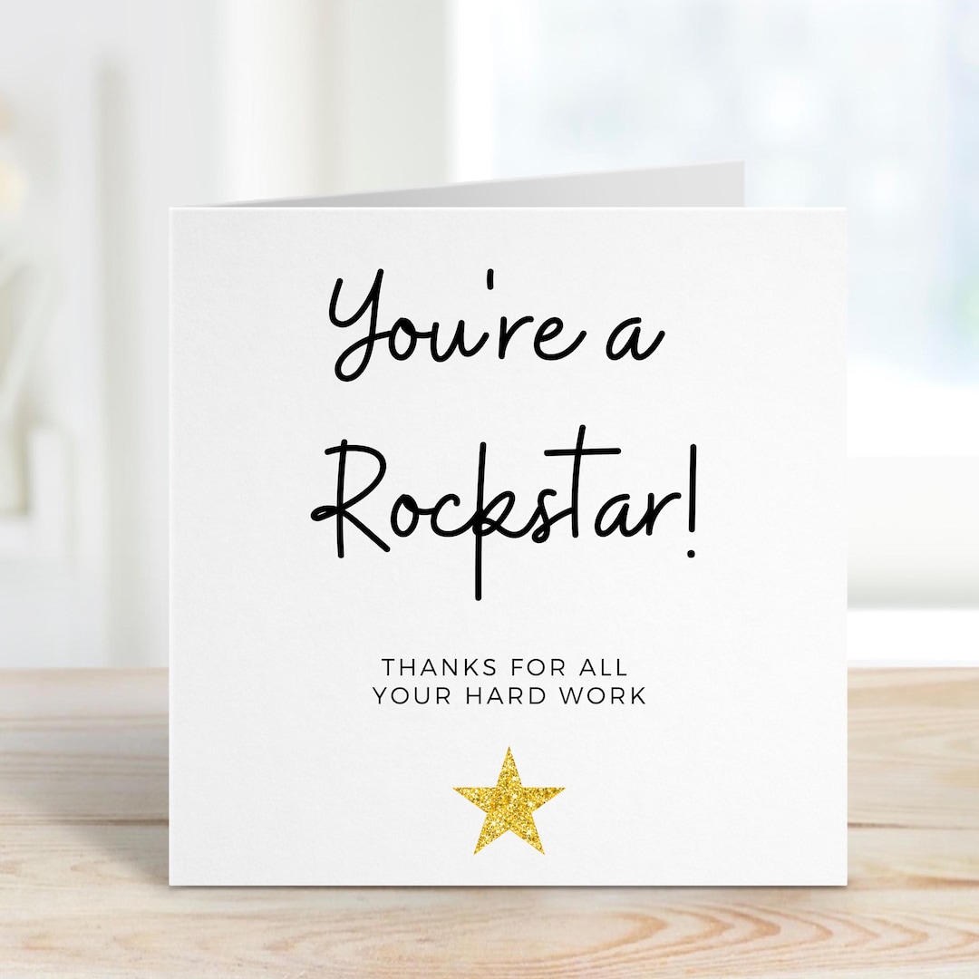 You're A Rockstar! Thank You Card, Employee Appreciation Card ...