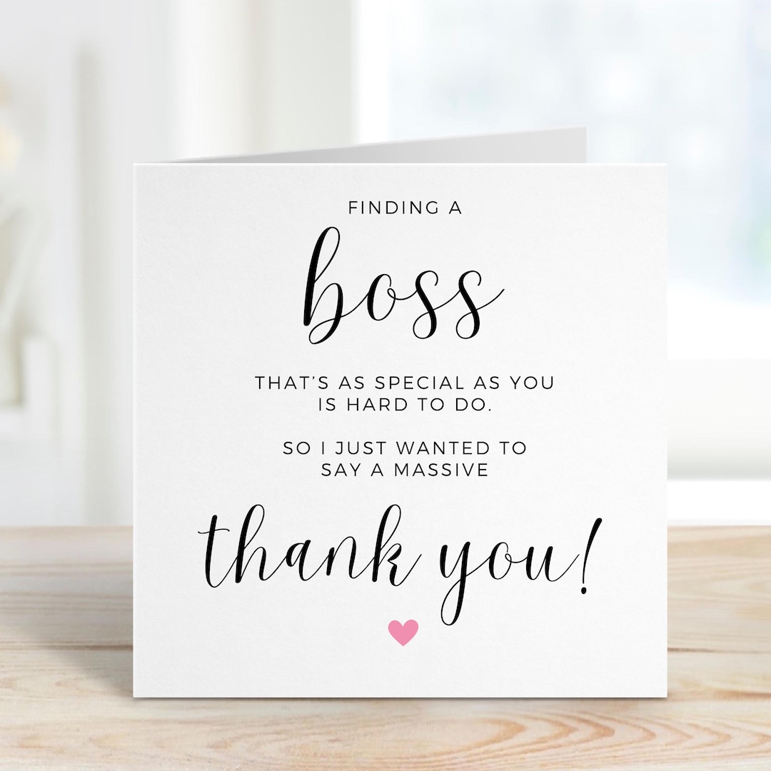 Thank You Boss Card, Personalised Work Leaving Card, Card for Work ...