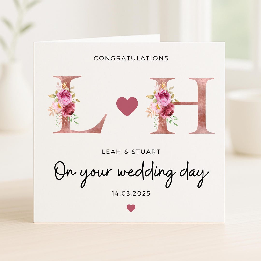 Personalized Wedding Day Card, Bride & Groom, Custom Couple Names - Etsy