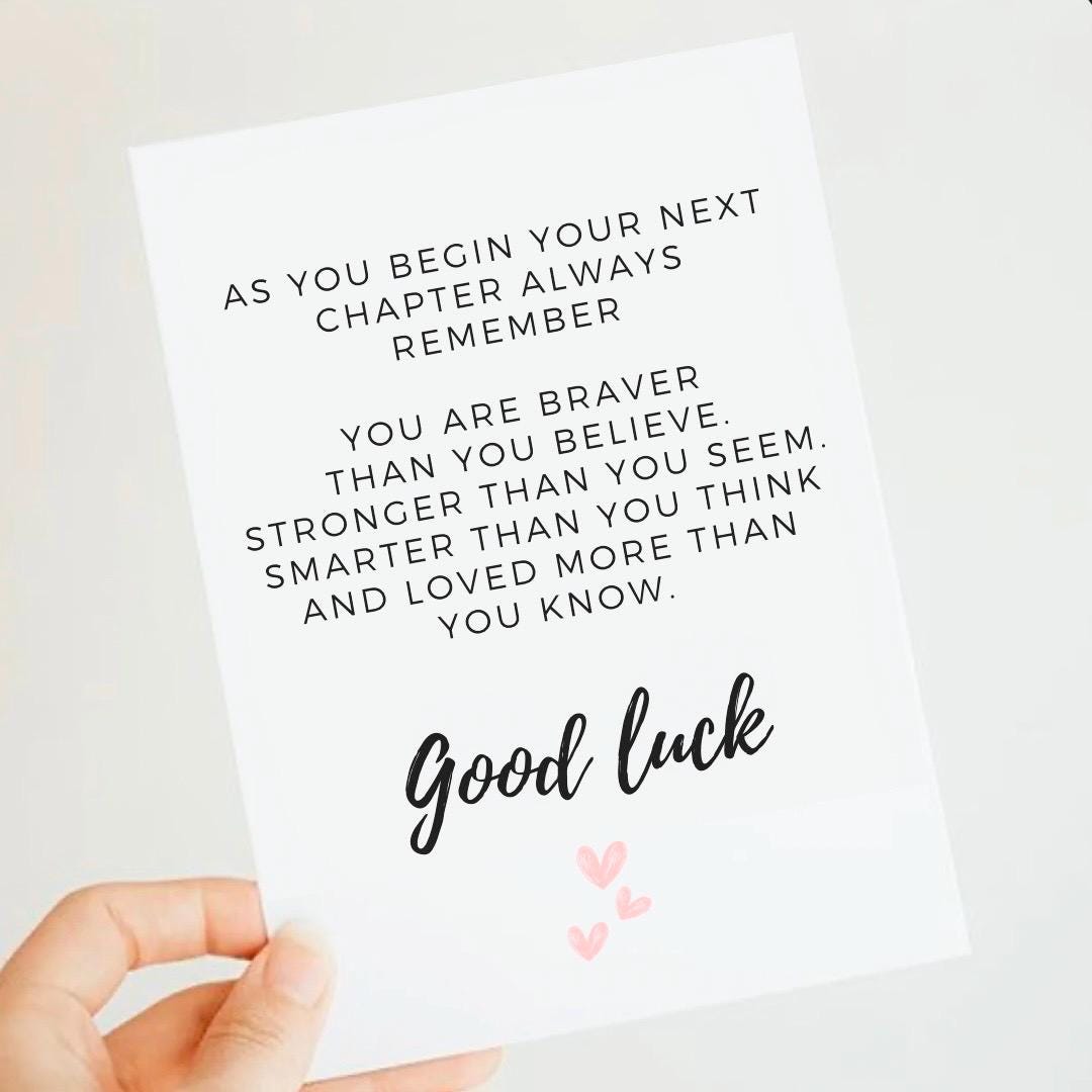 New Chapter Poem Good Luck Card, Personalised Good Luck Card, as You ...