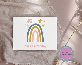 PRINTABLE Birthday Card Birthday Rainbow Card Instant Download Card ...