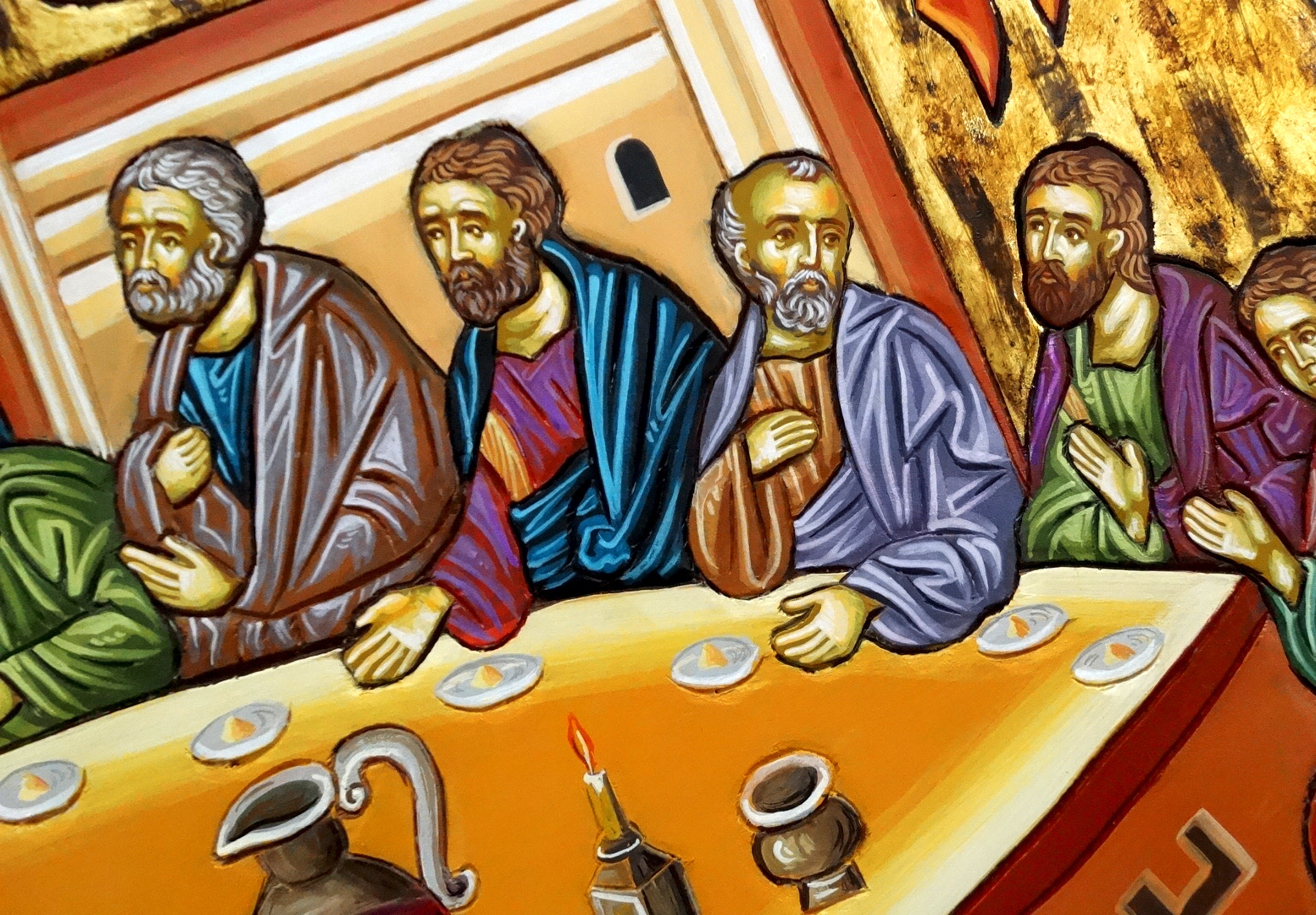 The Last Supper,mystical Supper, Handmade Wooden Byzantine Icon ...