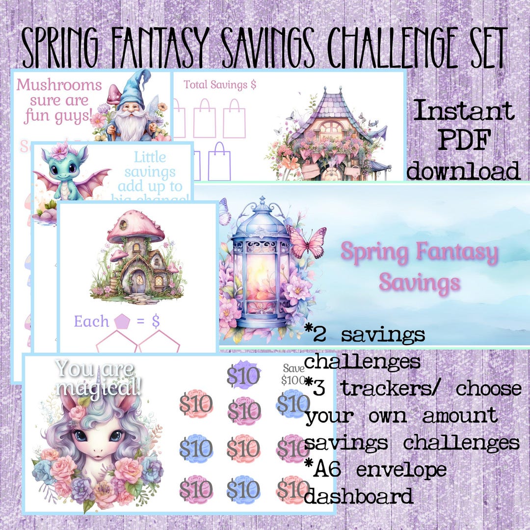 Spring Fantasy Savings Challenge: A6 Printable (PDF) - Etsy