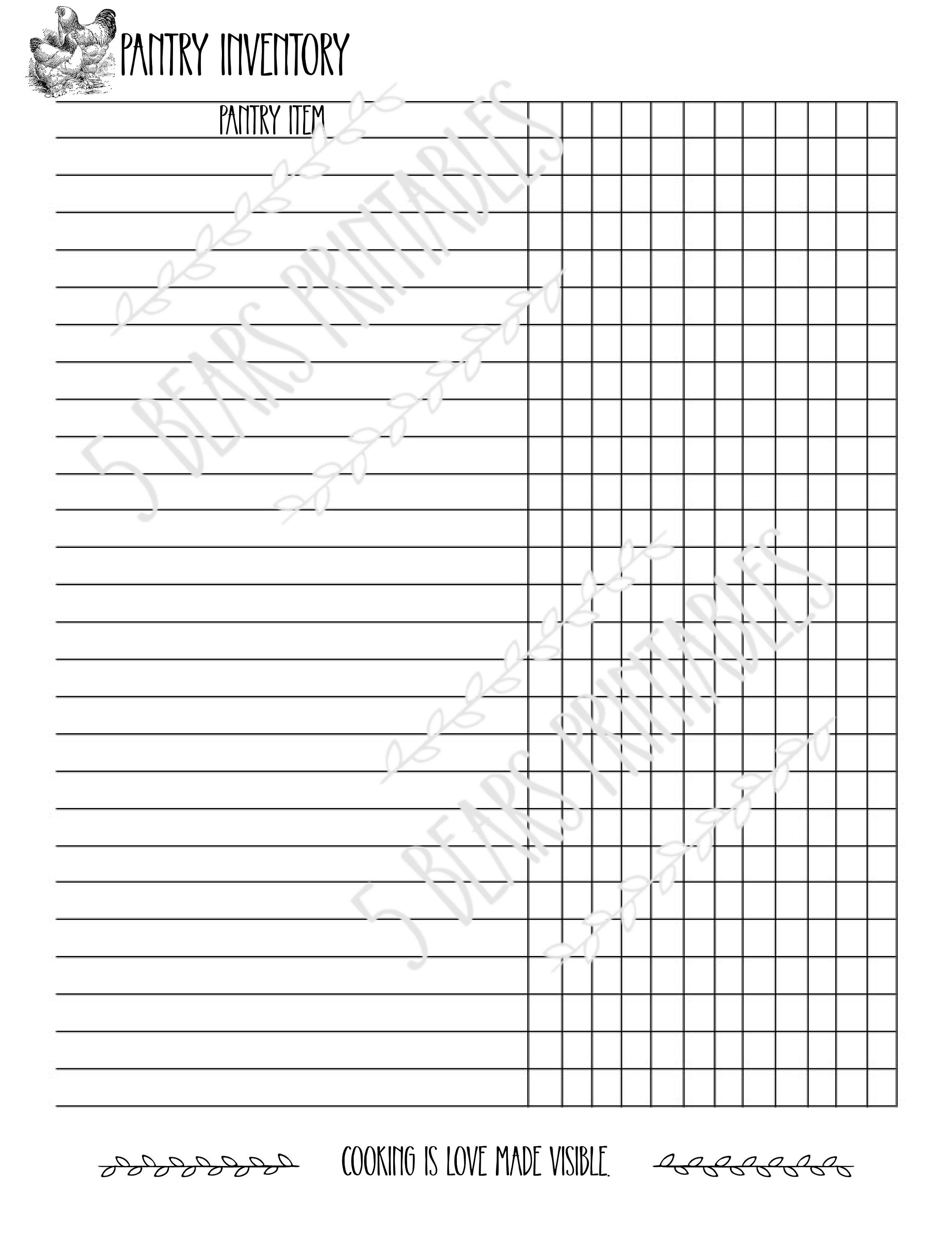 Kitchen Inventory Printables Bundle: Pantry, Freezer, Fridge (PDF ...