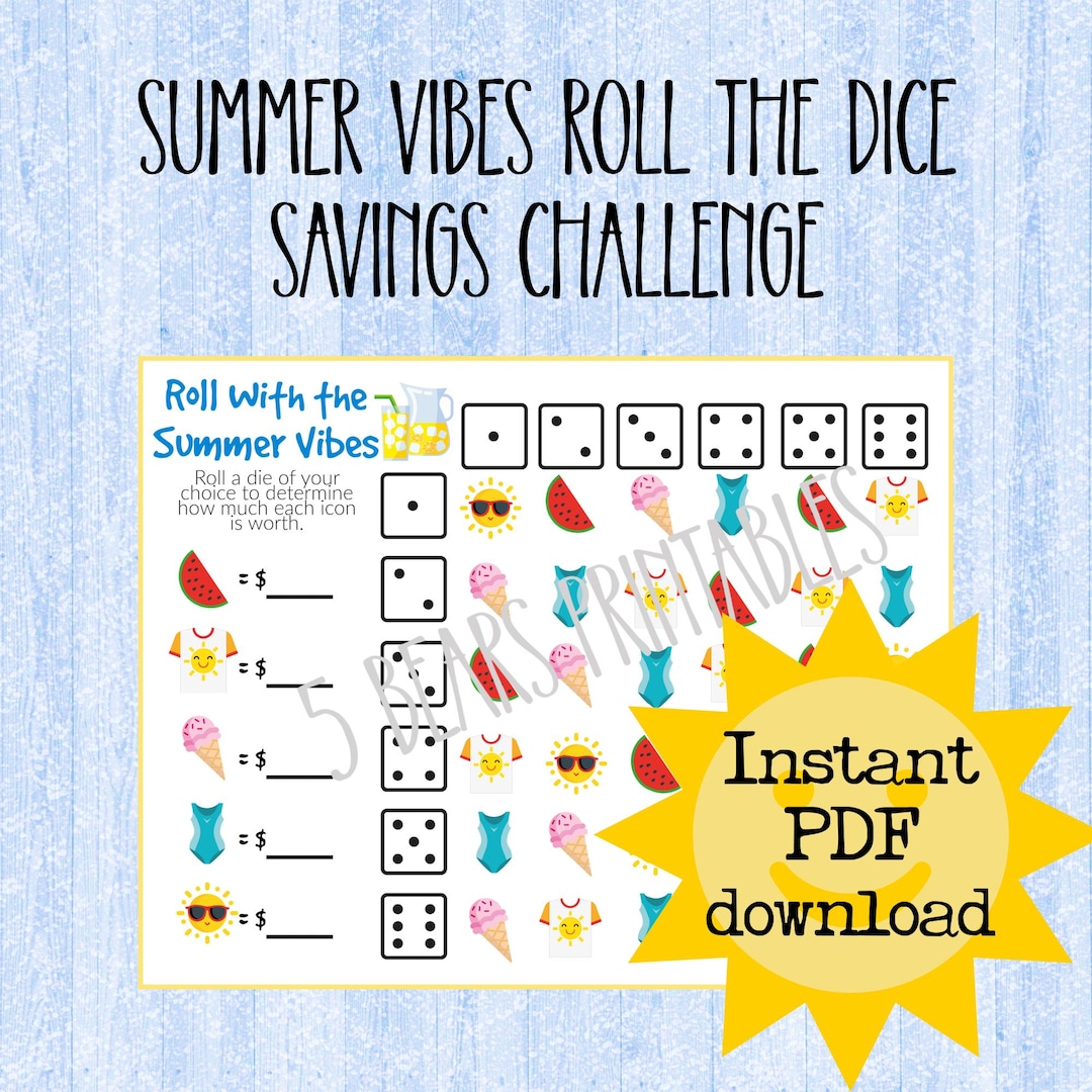 Summer Roll the Dice Savings Challenge: Printable PDF Game - Etsy