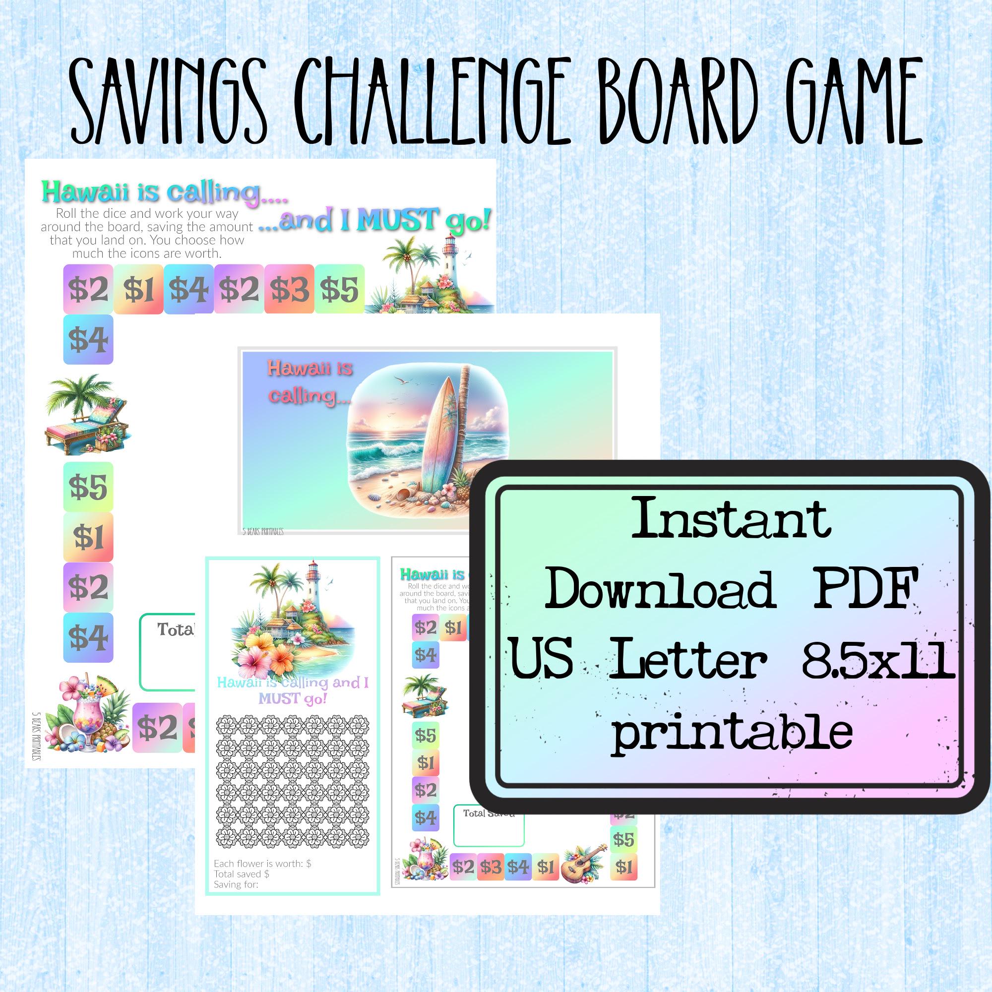 Money Savings Challenge Board Game|printable Savings Game|savings ...