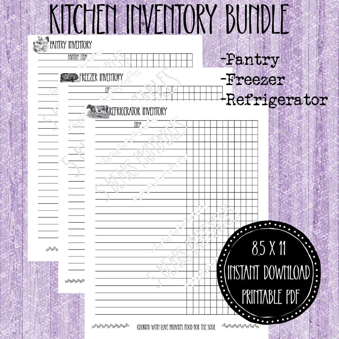 Kitchen Inventory Printables Bundle| Pantry Inventory| Freezer ...