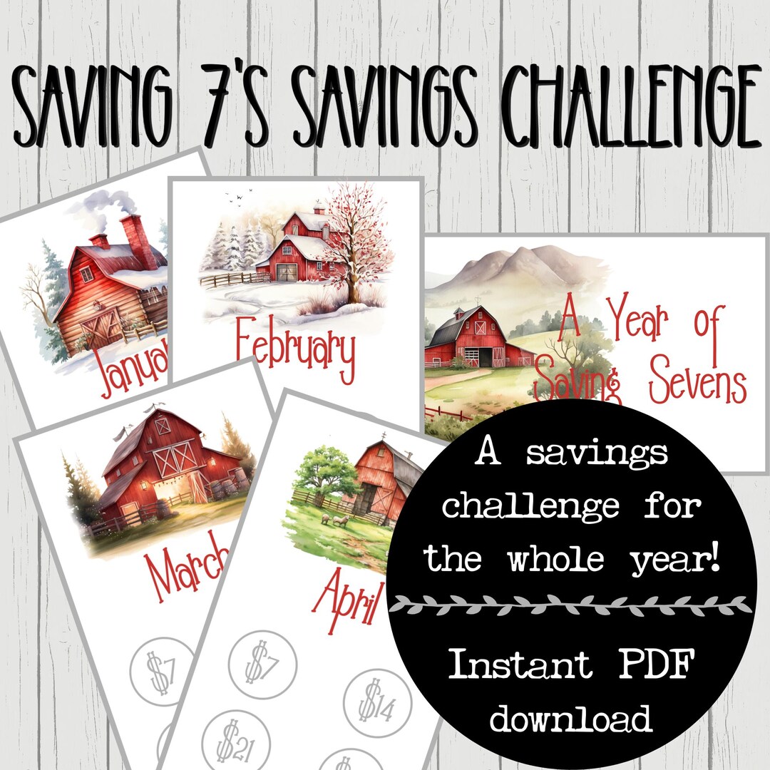 12 Month Savings Challenge | Year of Saving 7's (PDF) - Etsy