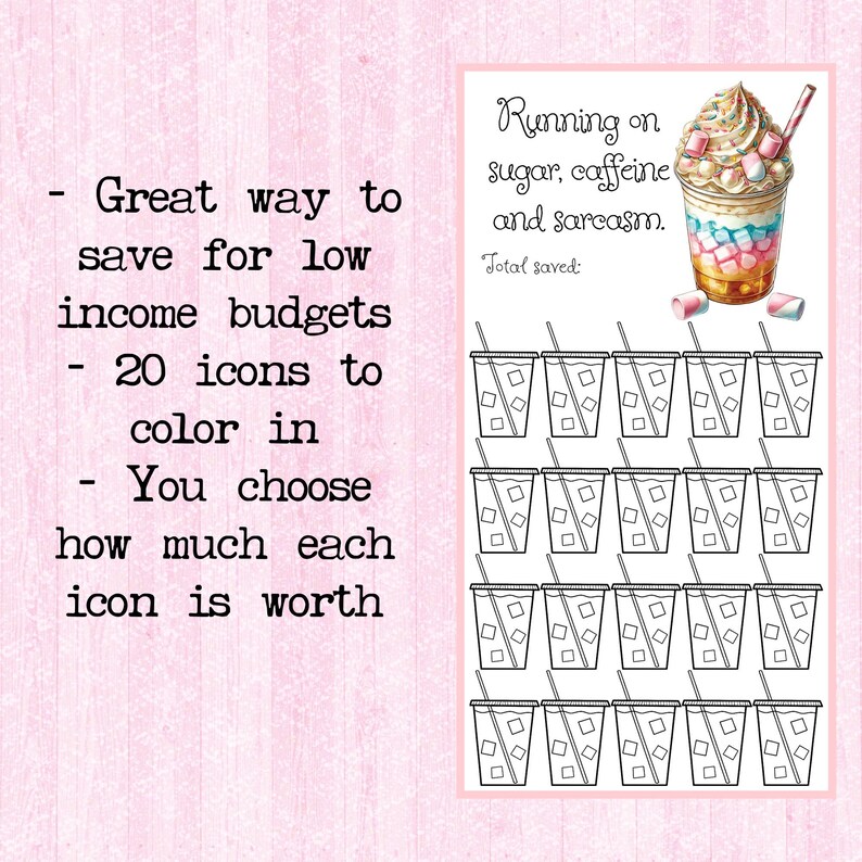 Iced Coffee Savings Challenge Printable | Spring Savings Tracker (PDF ...