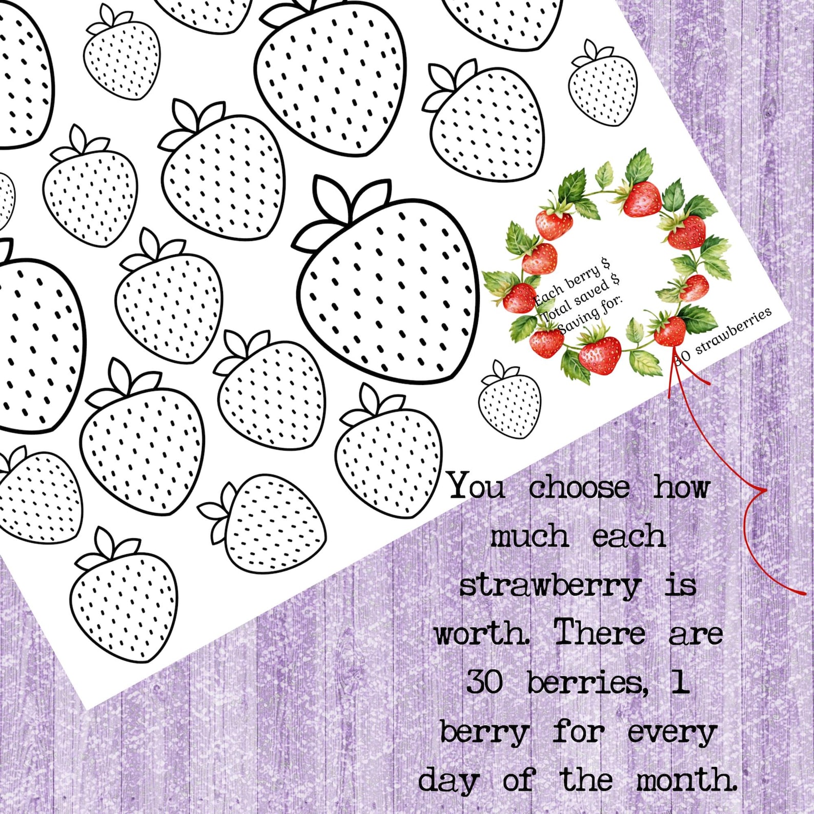 Strawberry Savings Challenge: Color & Save Tracker (PDF Download) - Etsy