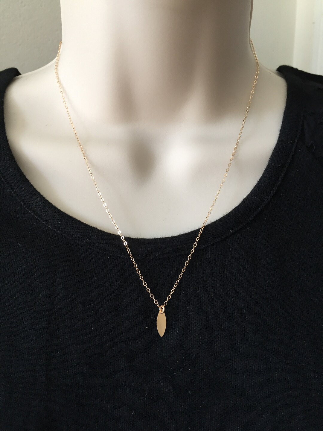 14k Gold Filled Necklaces Sharp Oval Charm for Women Gold Layered ...