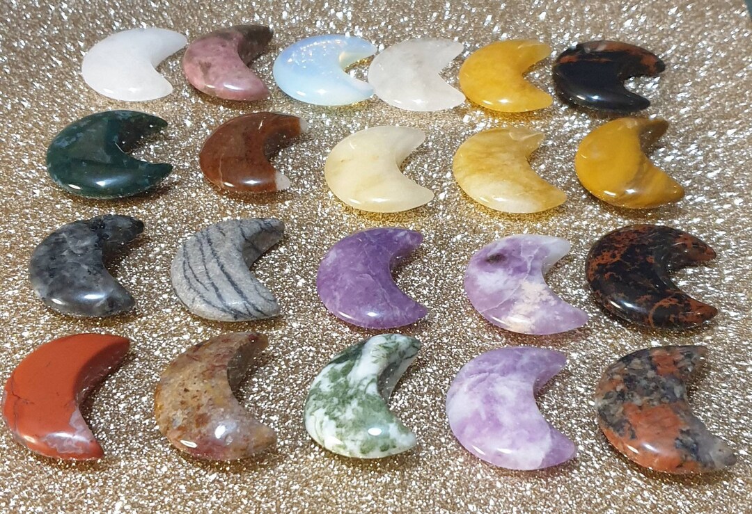Small MOON Shaped Carved CRYSTAL - Etsy UK
